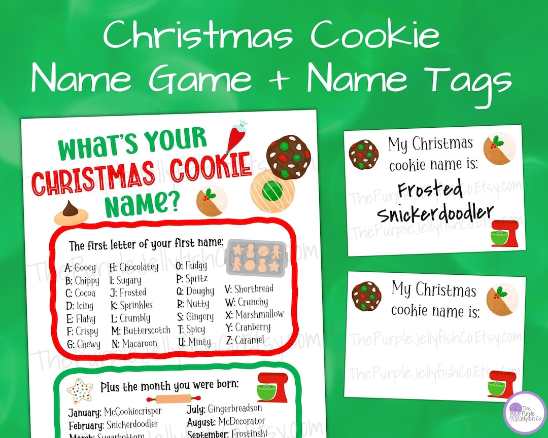 What's Your Christmas Cookie Name Game With Printable Sign + Name Tags ...