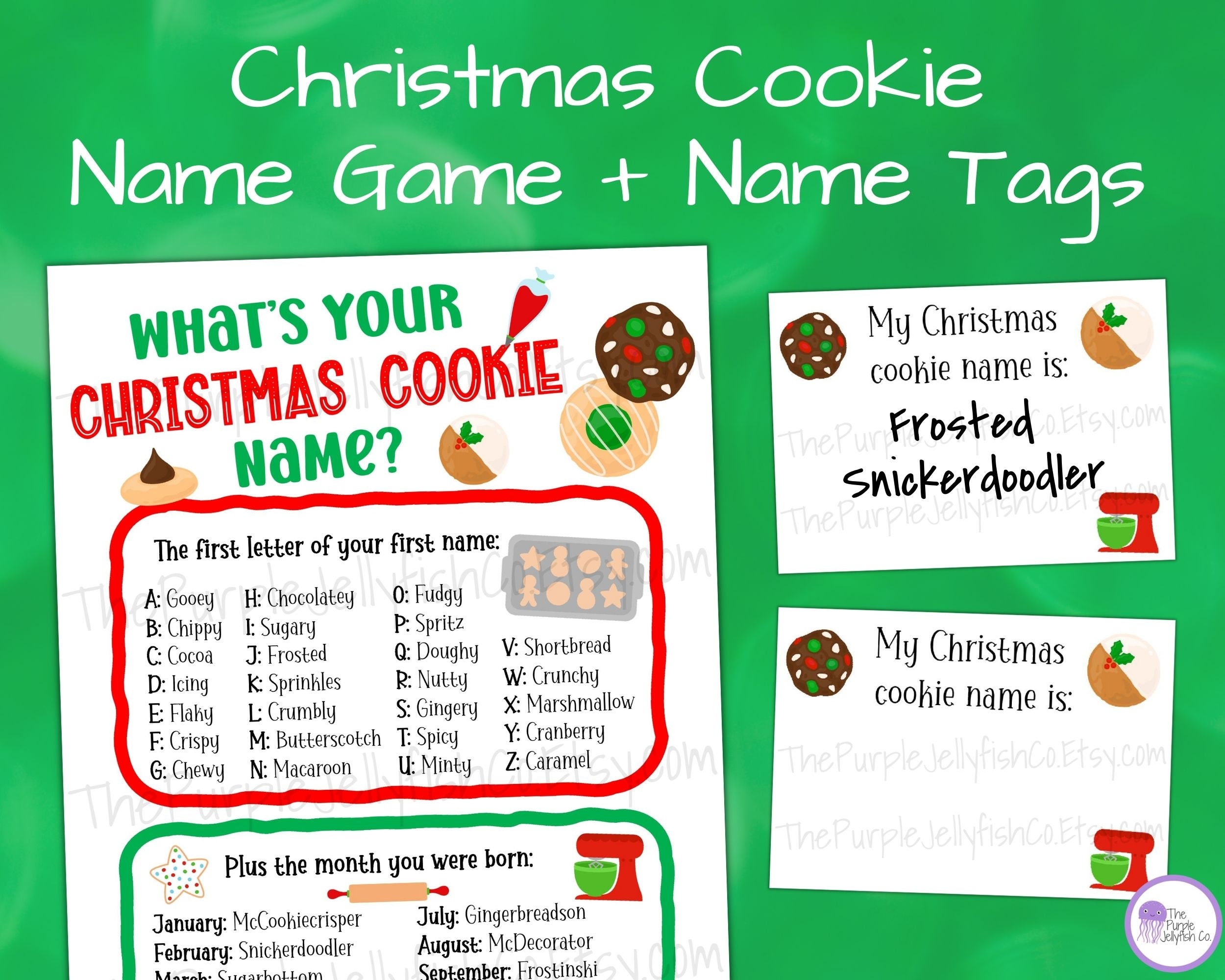 What's Your Christmas Cookie Name Game With Printable Sign + Name Tags ...