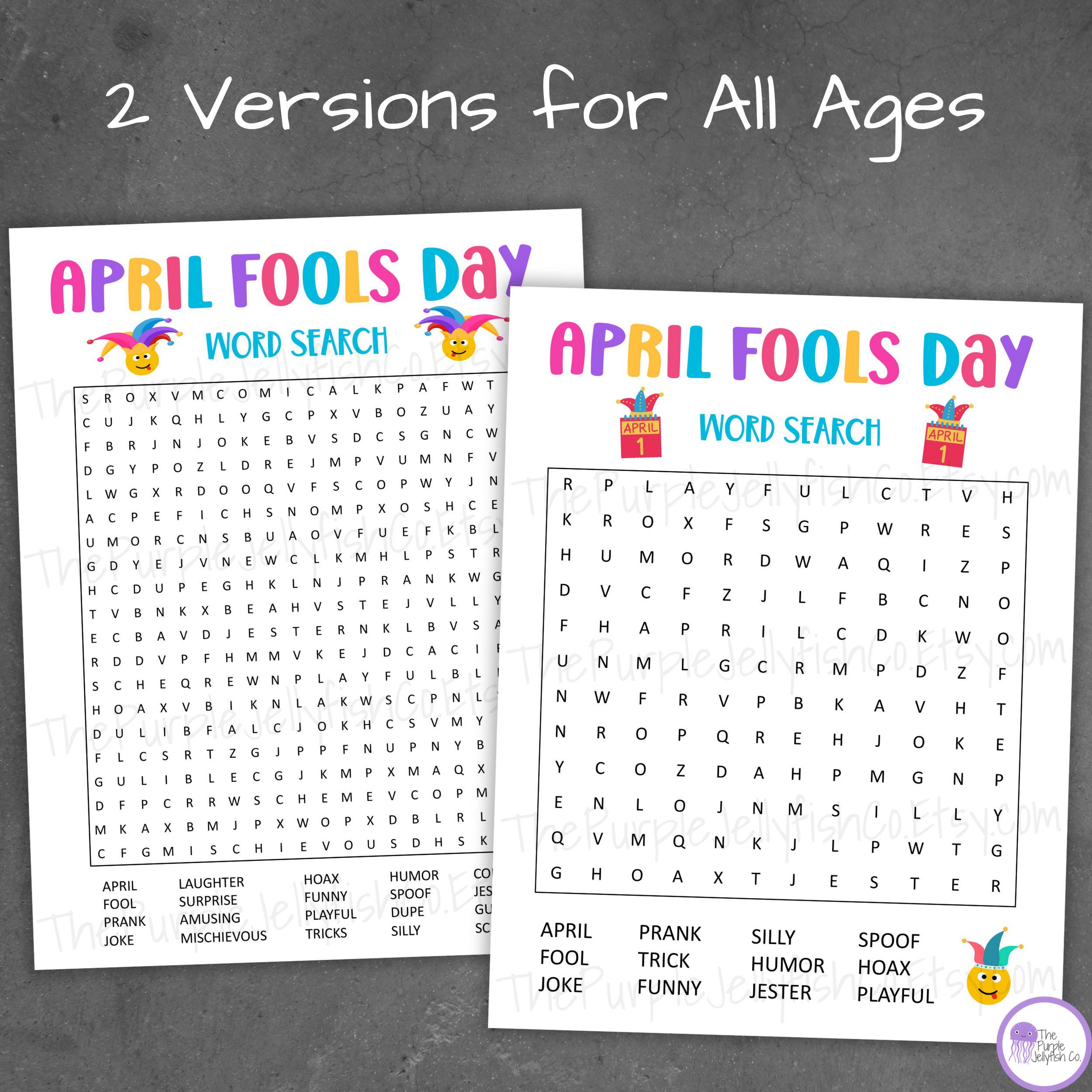 April Fools Day Word Search Printable, Funny April Fools Prank for Kids ...