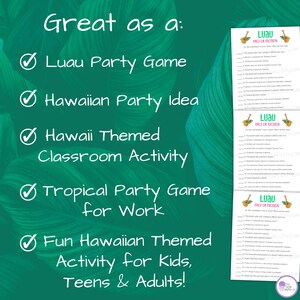 Luau Fact or Fiction Hawaii Trivia Game Printable, Hawaiian Party Idea ...