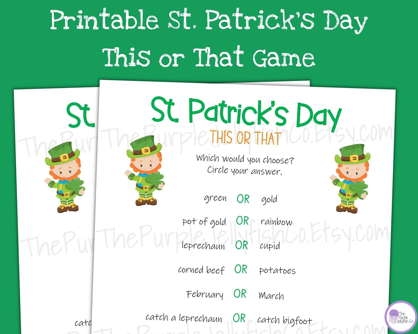 This or That St Patricks Day Game for Kids, Printable St Patricks Day ...