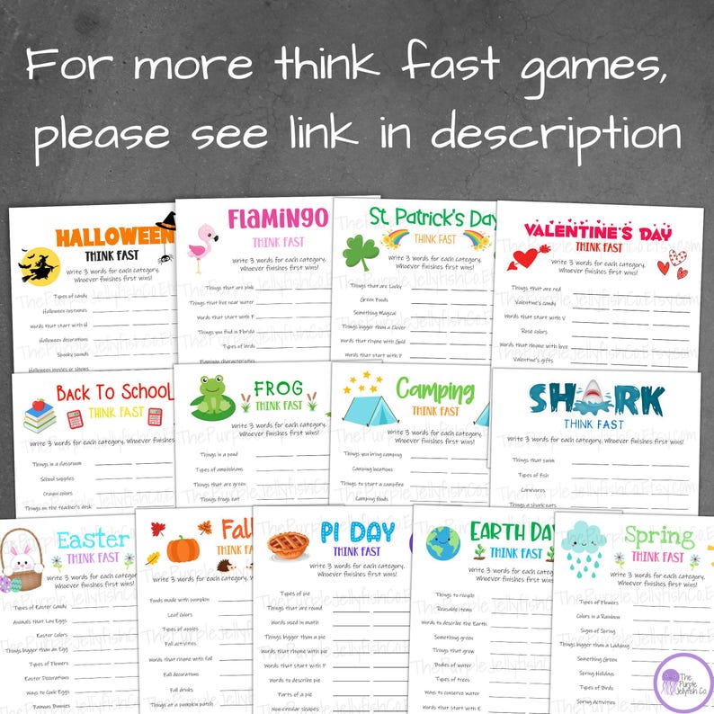 Think Fast Game April Fools Printable, April Fool's Day Party Idea ...