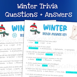 Winter Trivia Game, Printable Winter Games for Kids & Adults, Holiday ...