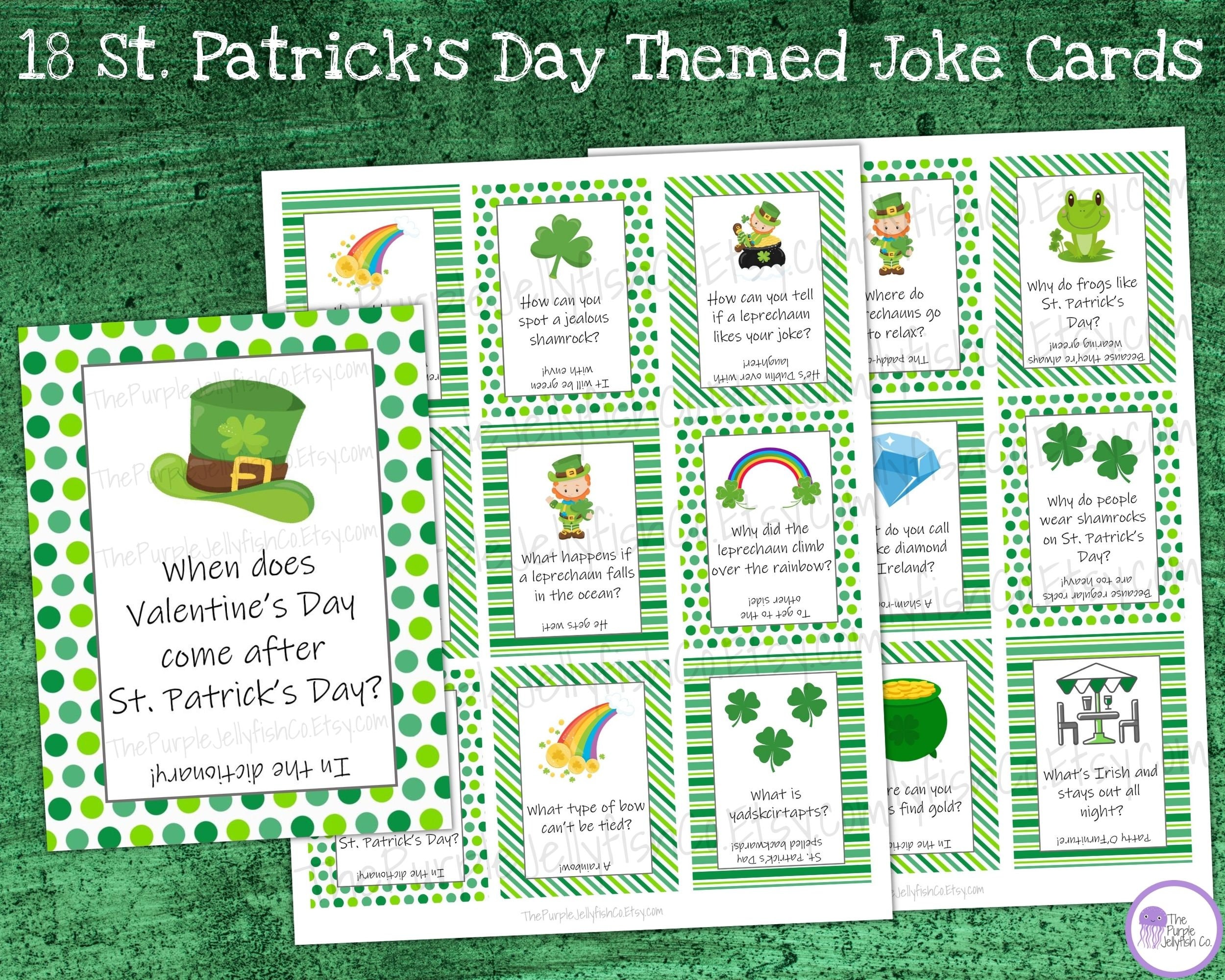 St Patricks Day Lunchbox Notes for Kids Lunch Box Jokes, School Lunch ...