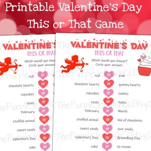 Valentines This or That Game Printable, Valentines Day Would You Rather ...