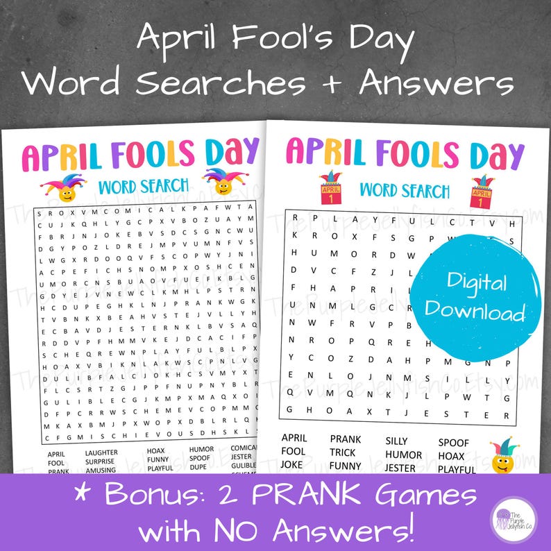 April Fools Day Word Search Printable, Funny April Fools Prank for Kids ...
