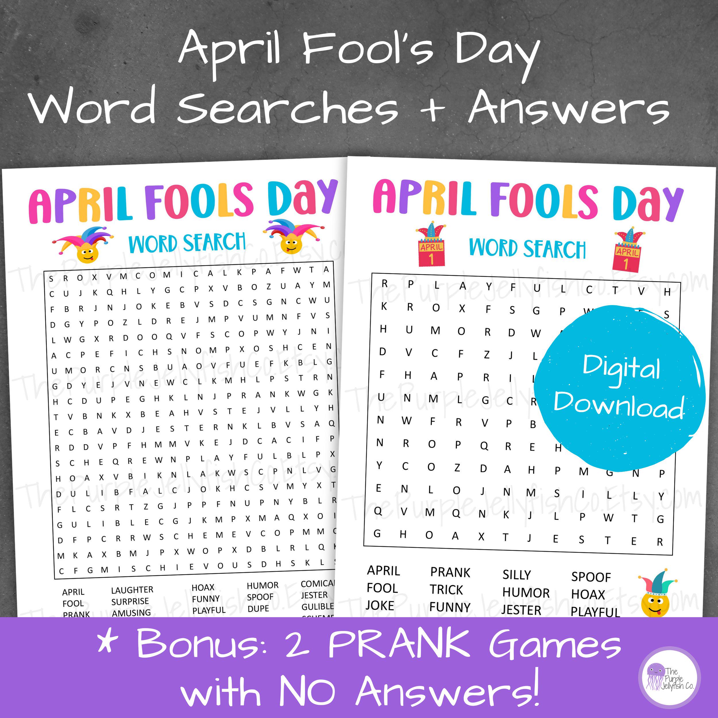 April Fools Day Word Search Printable, Funny April Fools Prank for Kids ...