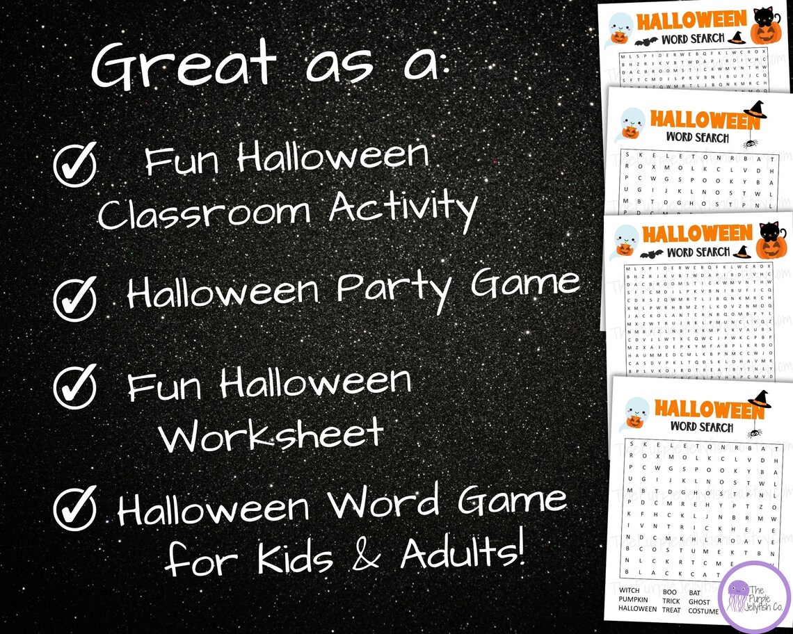 Halloween Word Search Games, Halloween Worksheets for Kids, Halloween ...