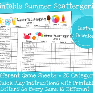 Summer Scattergories, Summer Game Printable, End of Year Activity ...