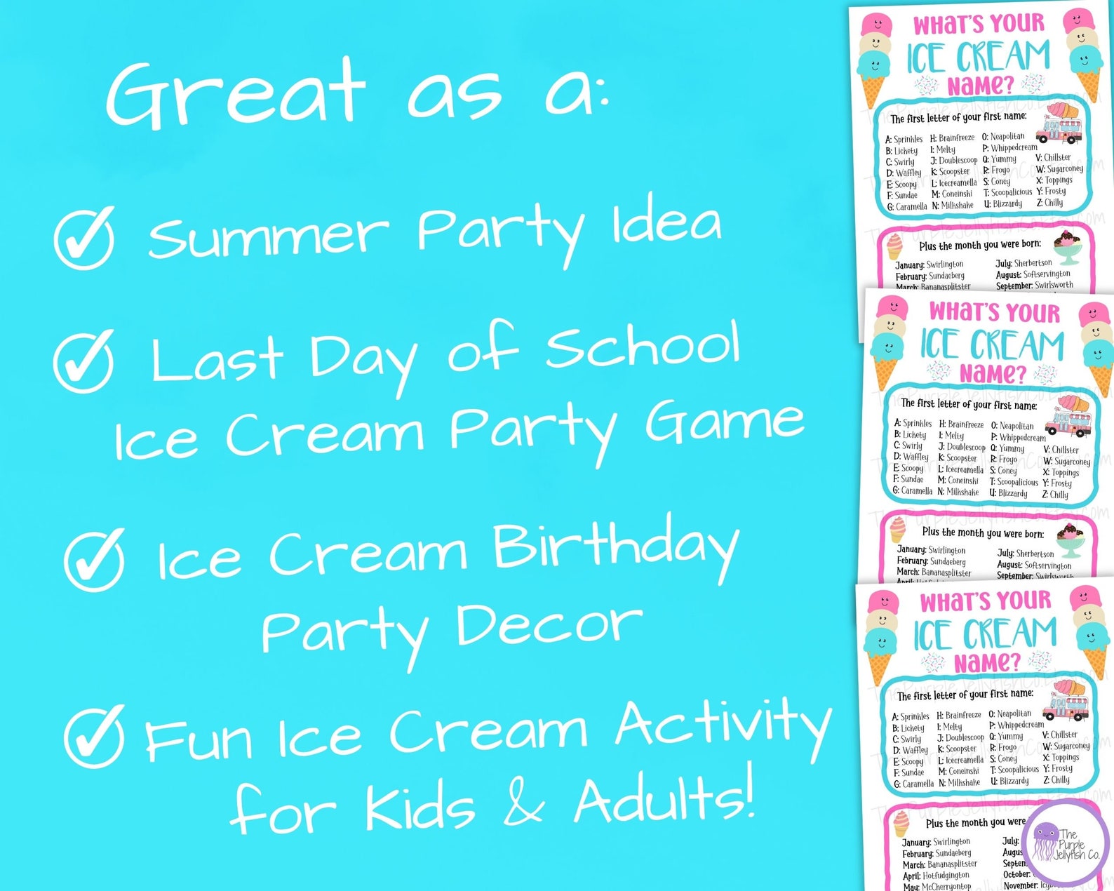 Ice Cream Party Game, What's Your Ice Cream Name Game, Kids Summer ...