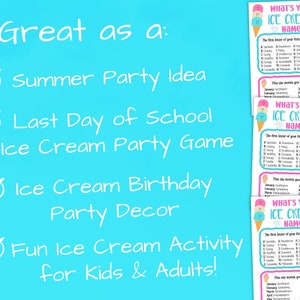 Ice Cream Party Game, What's Your Ice Cream Name Game, Kids Summer ...