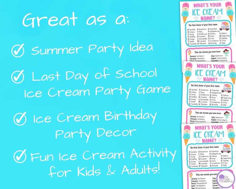 Ice Cream Party Game, What's Your Ice Cream Name Game, Kids Summer ...