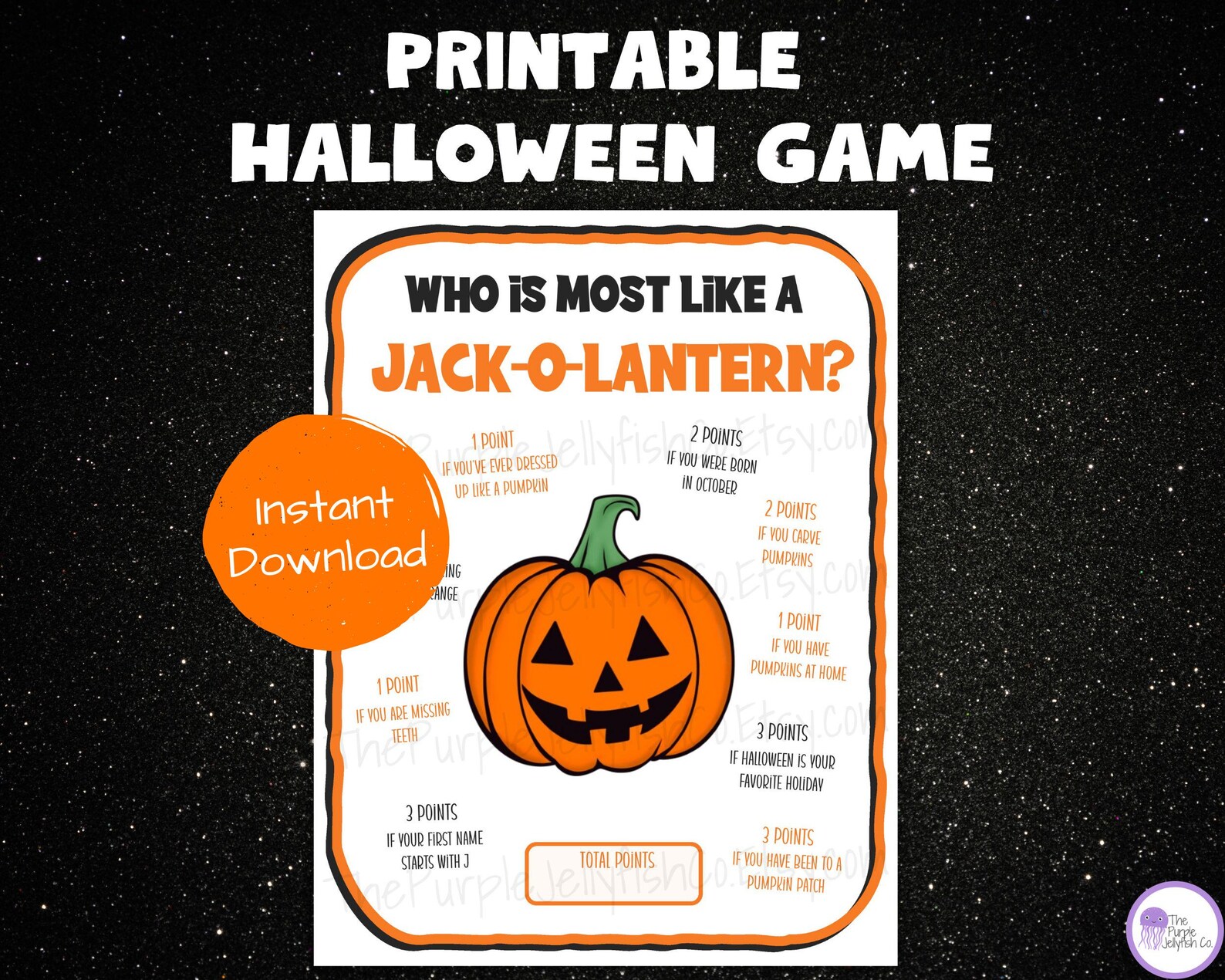 Who is Most Like a Jack-o-lantern, Printable Halloween Party Game for ...