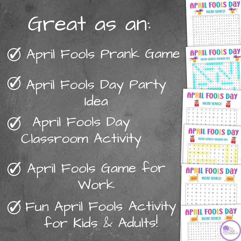 April Fools Day Word Search Printable, Funny April Fools Prank for Kids ...