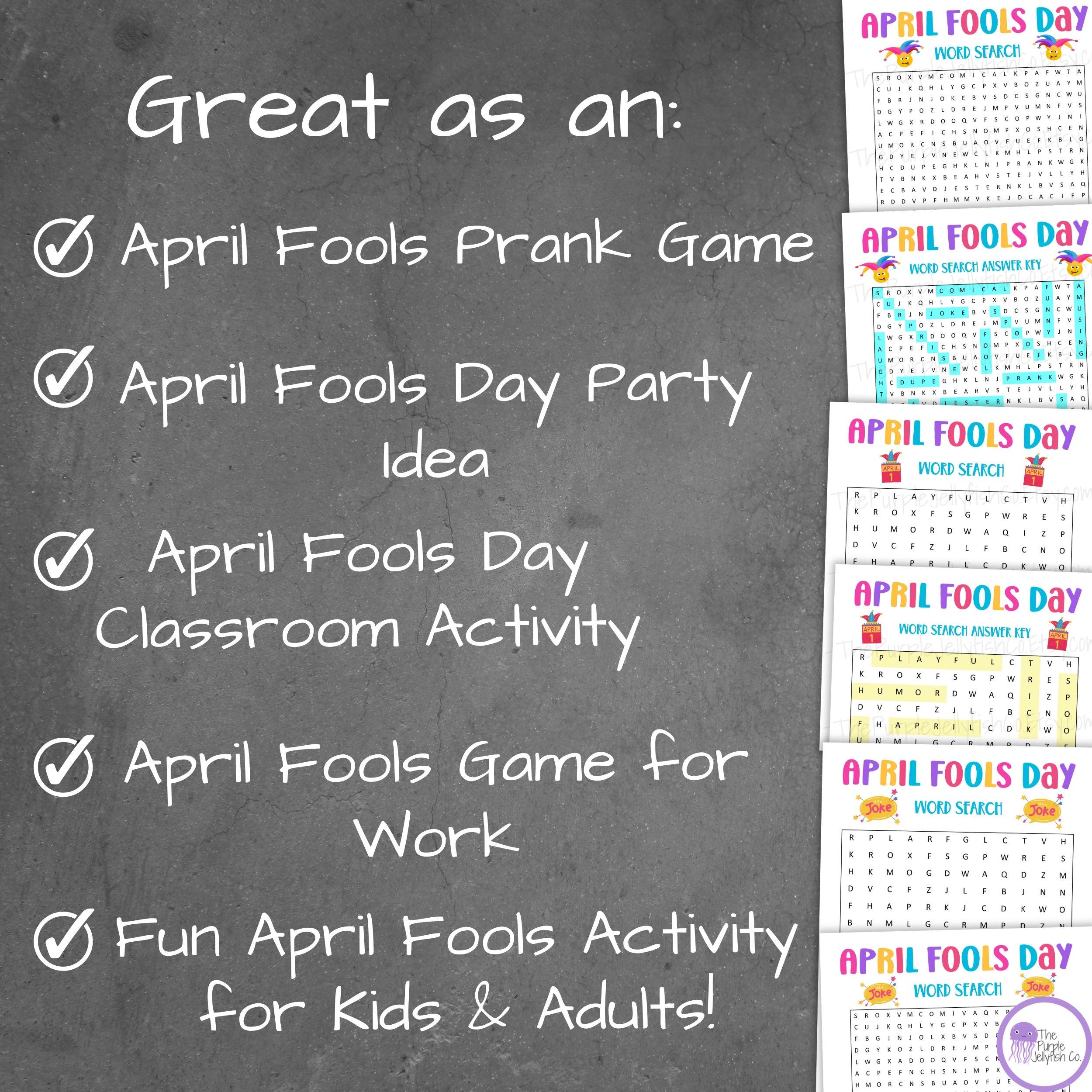 April Fools Day Word Search Printable, Funny April Fools Prank for Kids ...