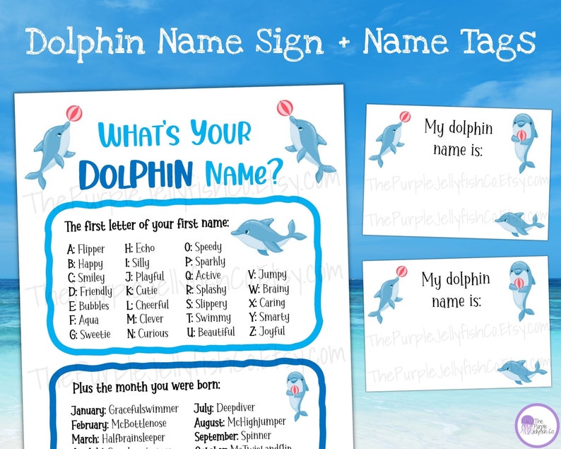 Dolphin Name Game, Under the Sea Party Game Printable, Whats Your Name ...