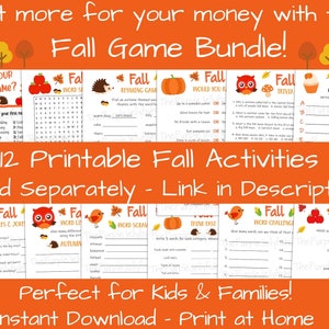 Fall Word Search Puzzle Printable for Kids & Adults, Autumn Theme Word ...