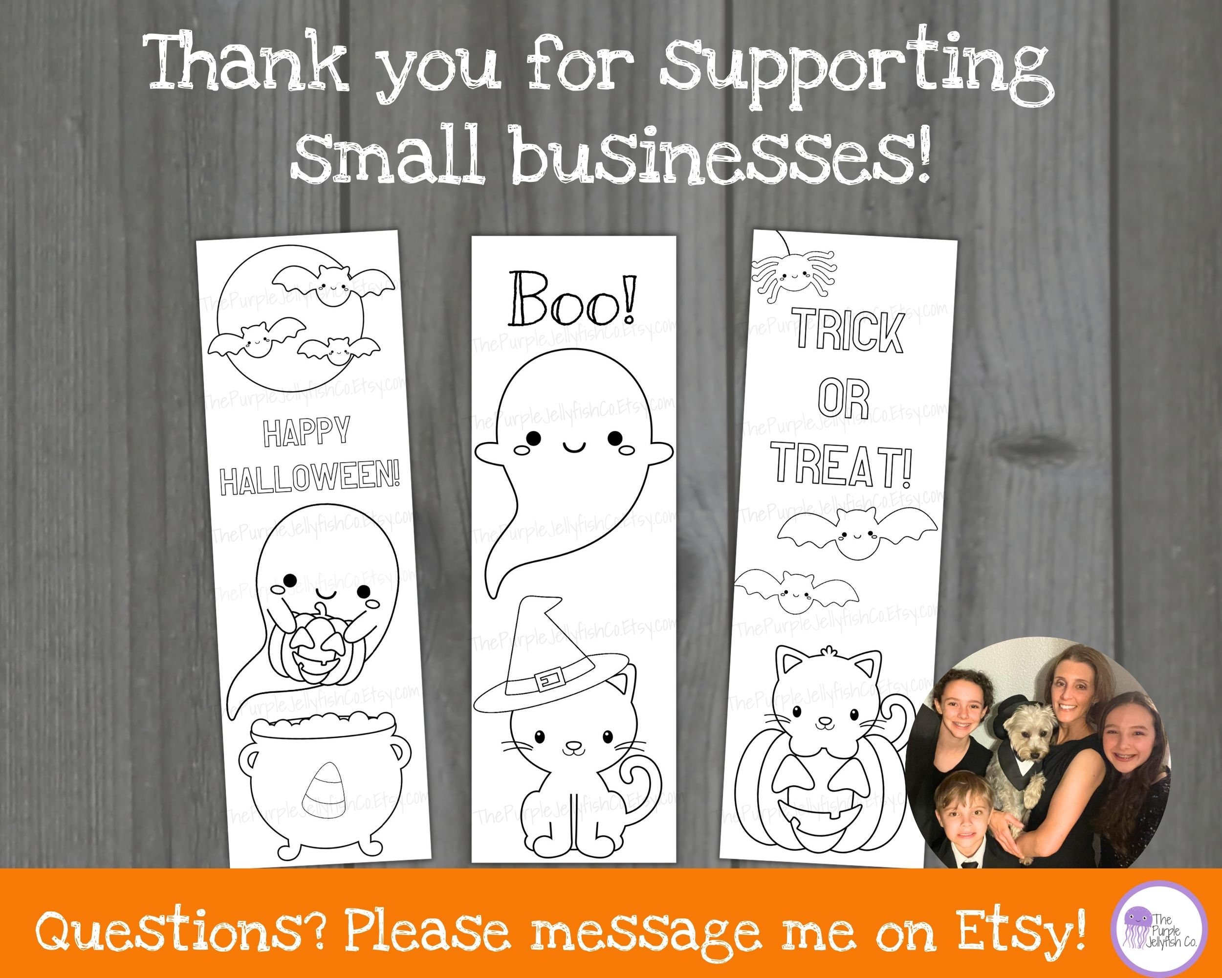 Halloween Coloring Bookmarks for Kids, Halloween Bookmark Printable ...