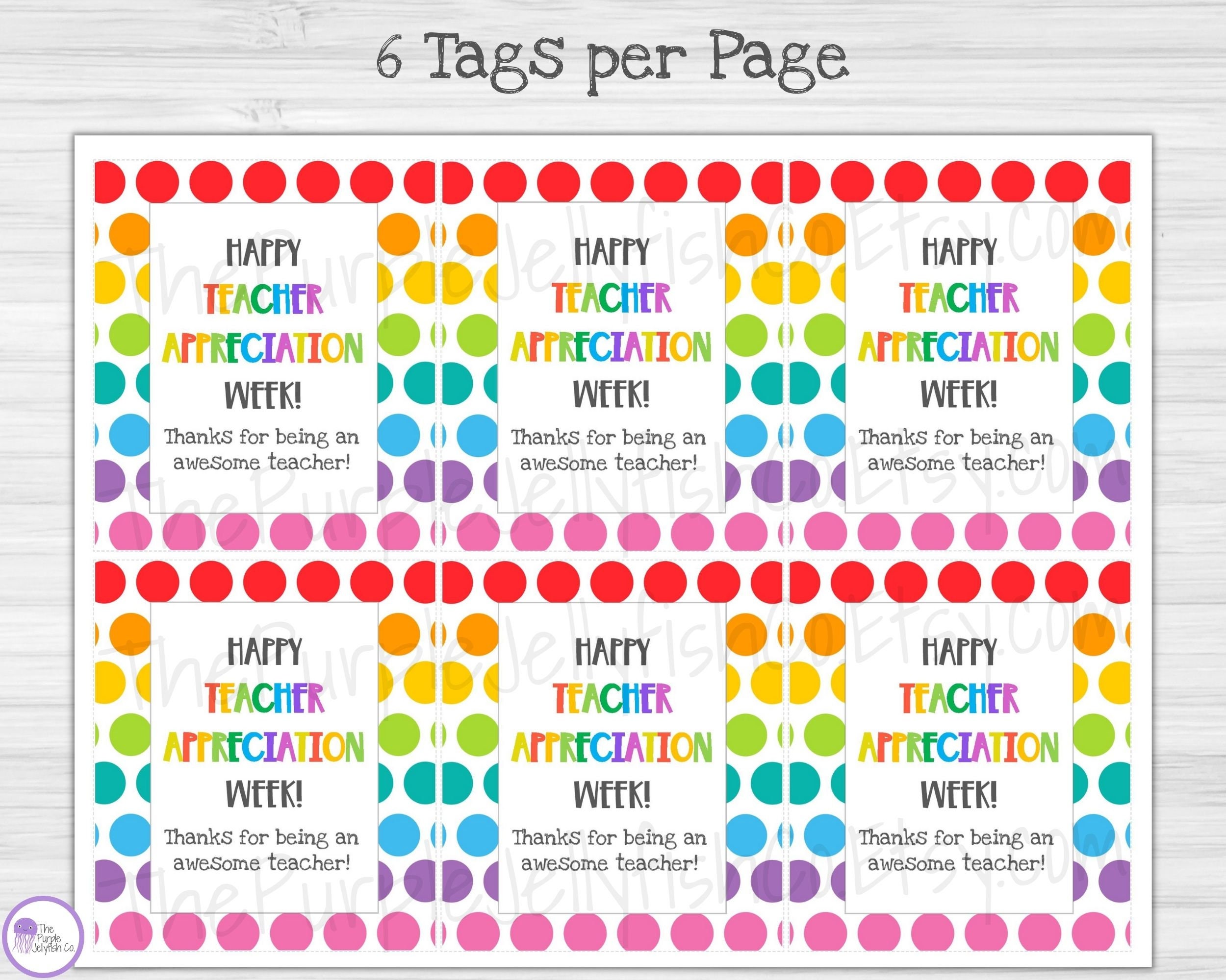 Teacher Appreciation Week Gift Tag, Teacher Appreciation Card Printable ...