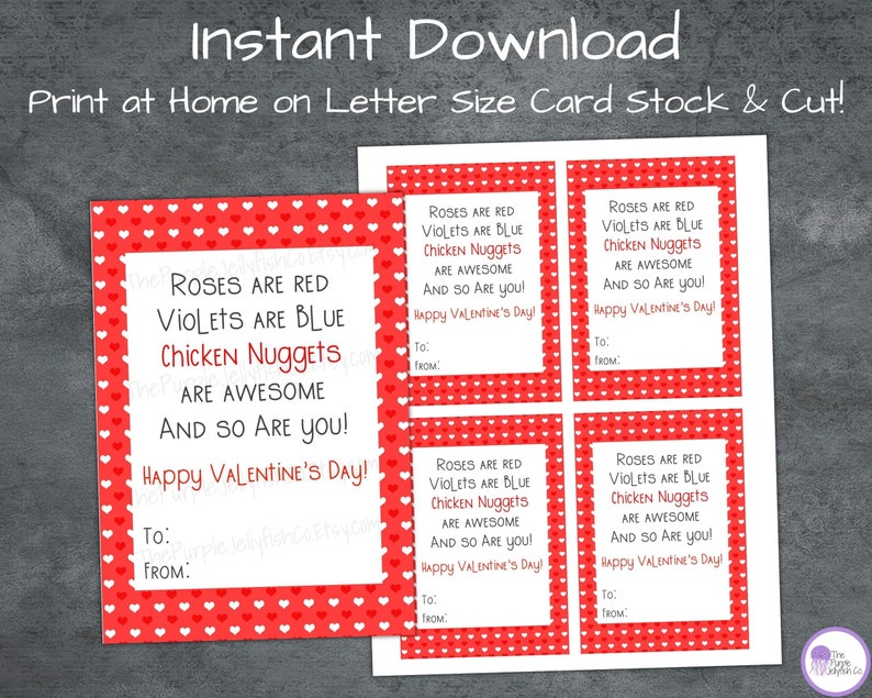 Printable Valentines Day Card for Chicken Nugget Lover, Teacher ...