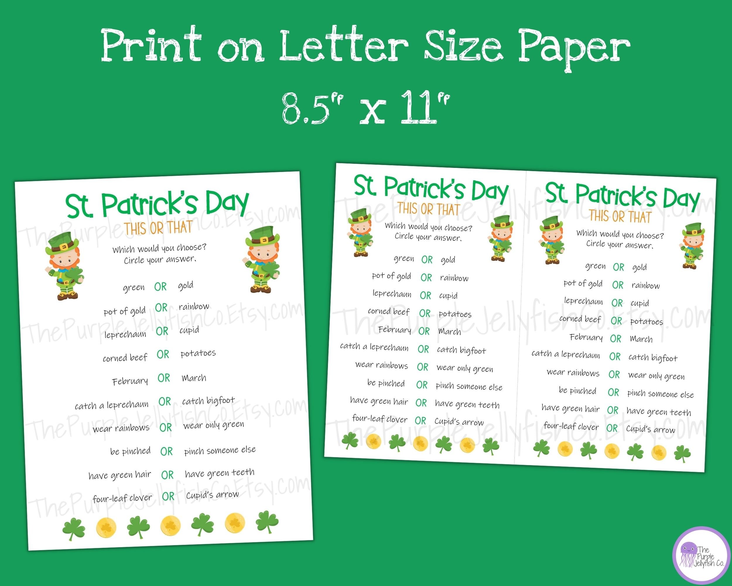 This or That St Patricks Day Game for Kids, Printable St Patricks Day ...