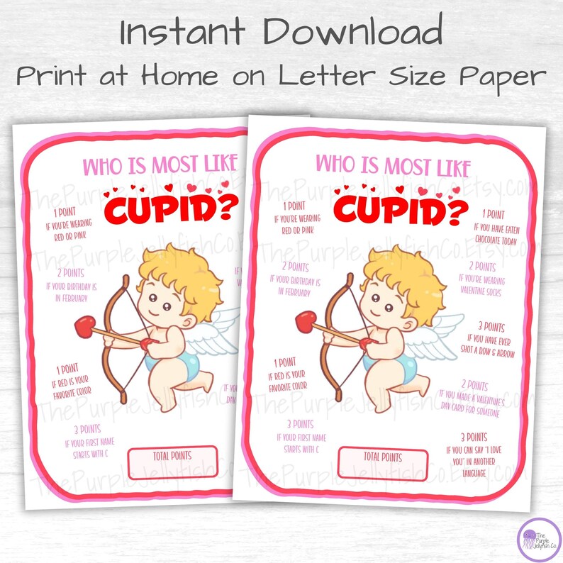 Who is Most Like Cupid, Printable Valentines Party Game for Kids ...