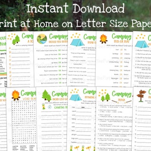 Camping Games Bundle, Fun Camping Games Printable, Camping Activities ...