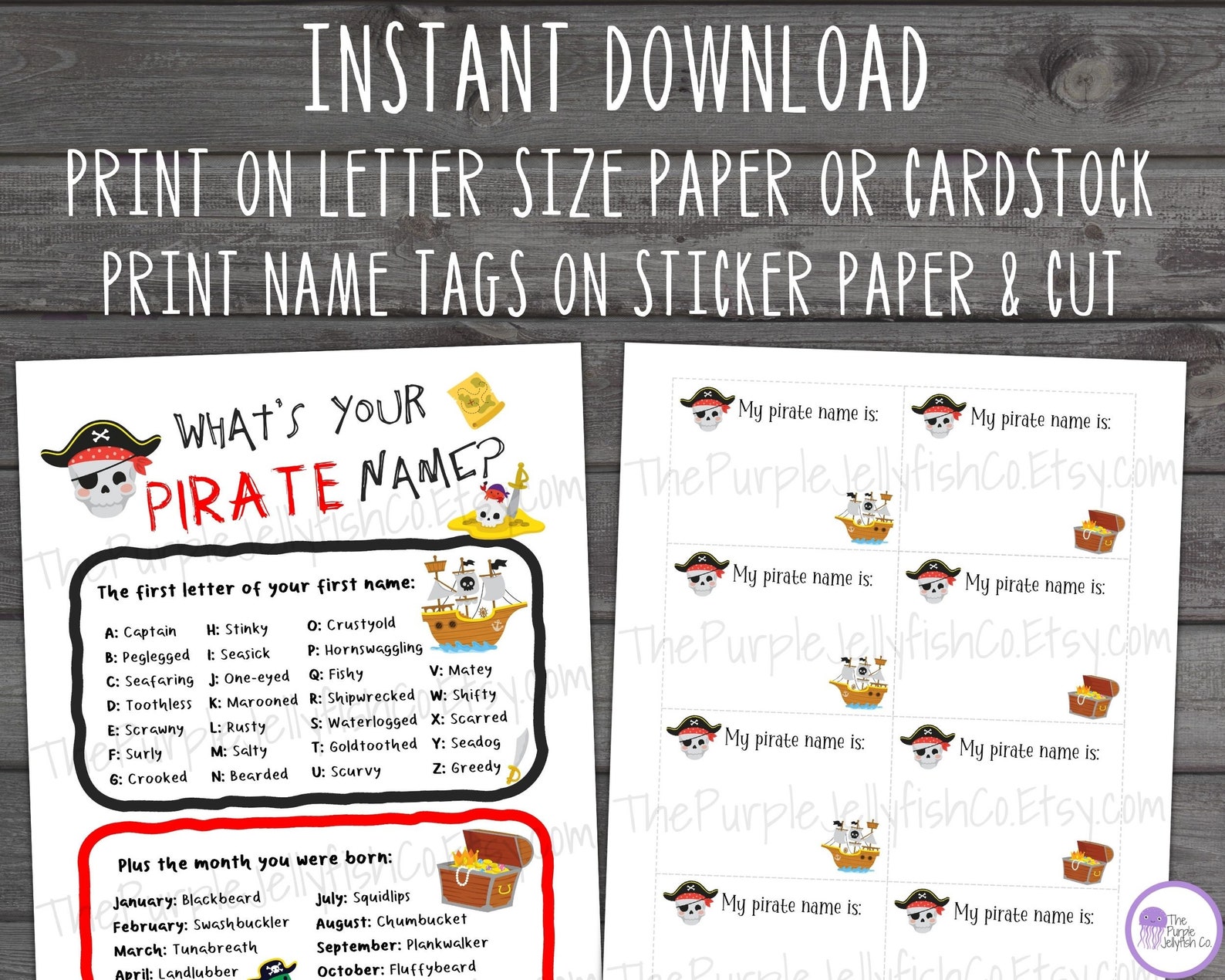Whats Your Pirate Name Game, Talk Like a Pirate Day Idea, Pirate Party ...