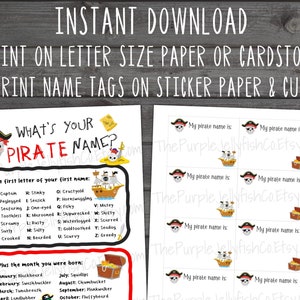 Whats Your Pirate Name Game, Talk Like a Pirate Day Idea, Pirate Party ...