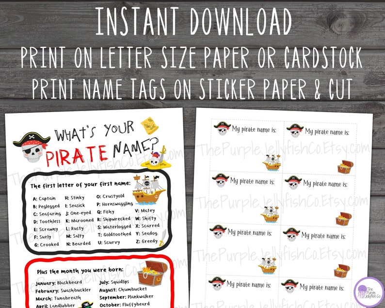 Whats Your Pirate Name Game, Talk Like a Pirate Day Idea, Pirate Party ...