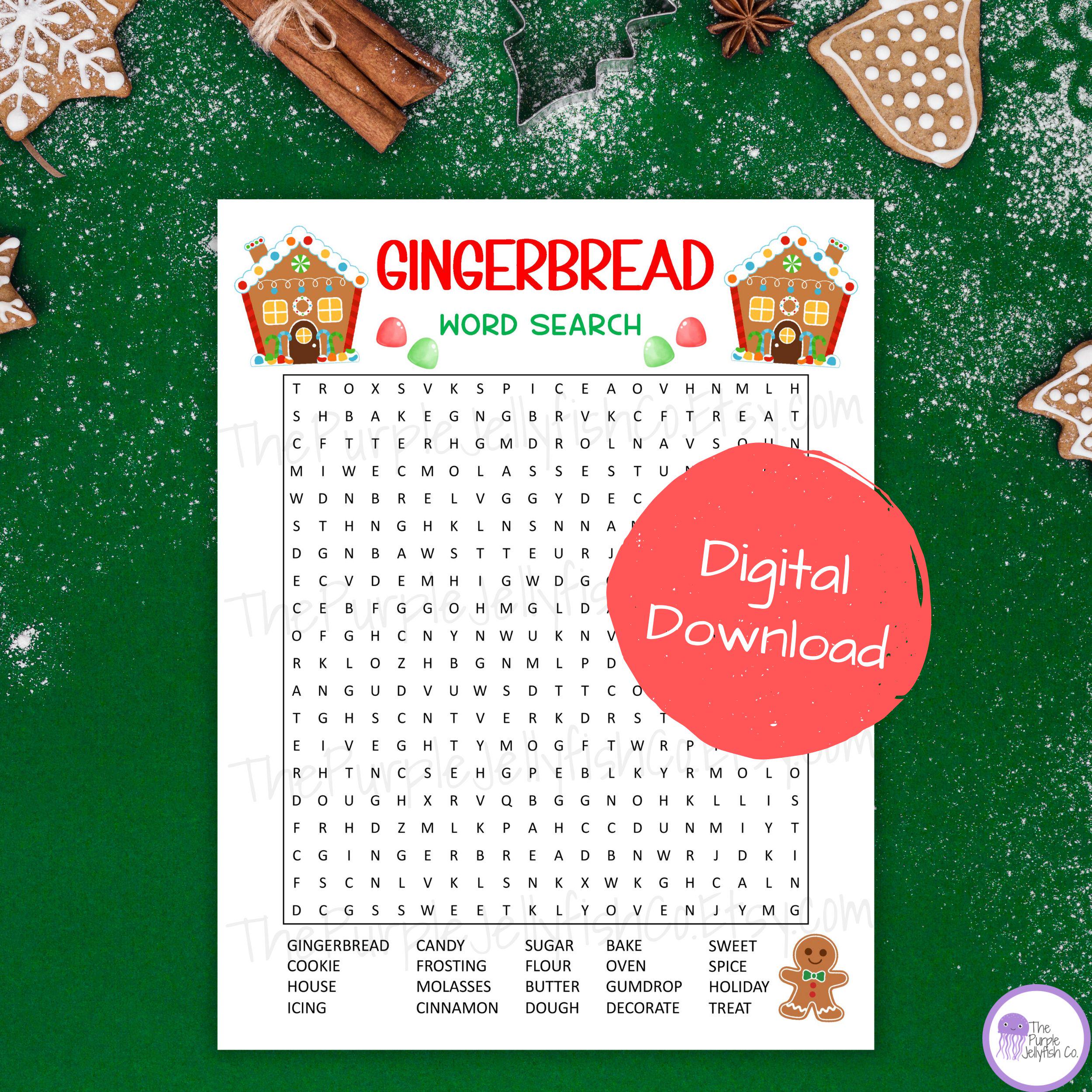 Gingerbread Party Game, Christmas Word Search Puzzle, Christmas ...