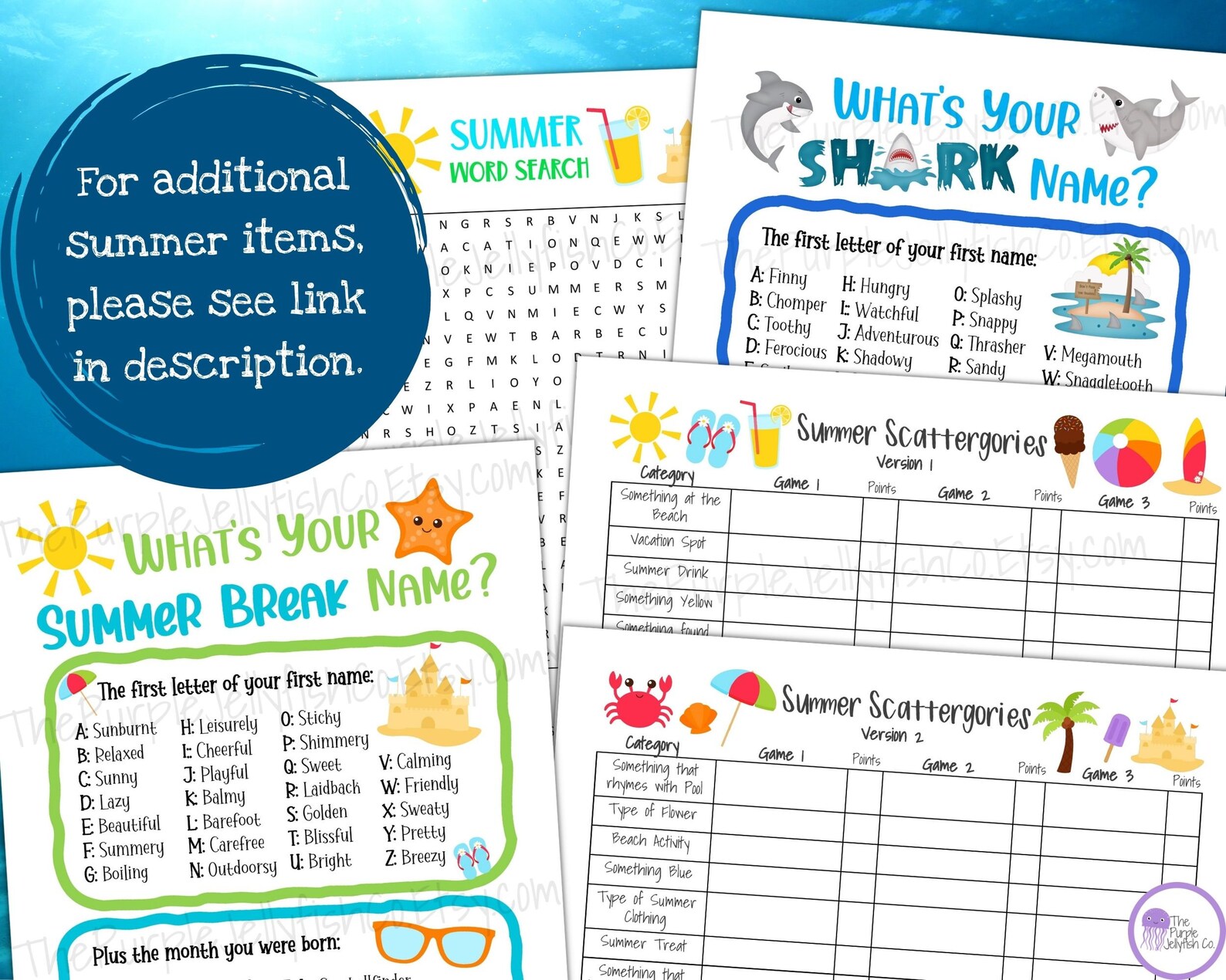 Shark Word List Game Shark Week Activity for Kids Shark - Etsy