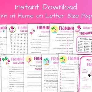 Flamingo Games for Kids & Adults, Flamingo Party Printable Activities ...