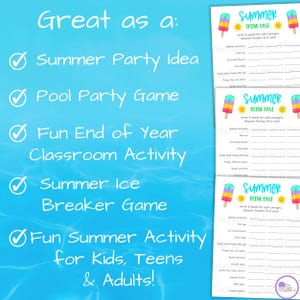 Summer Think Fast Game for Kids Teens Adults, Summer Party Idea, End of ...