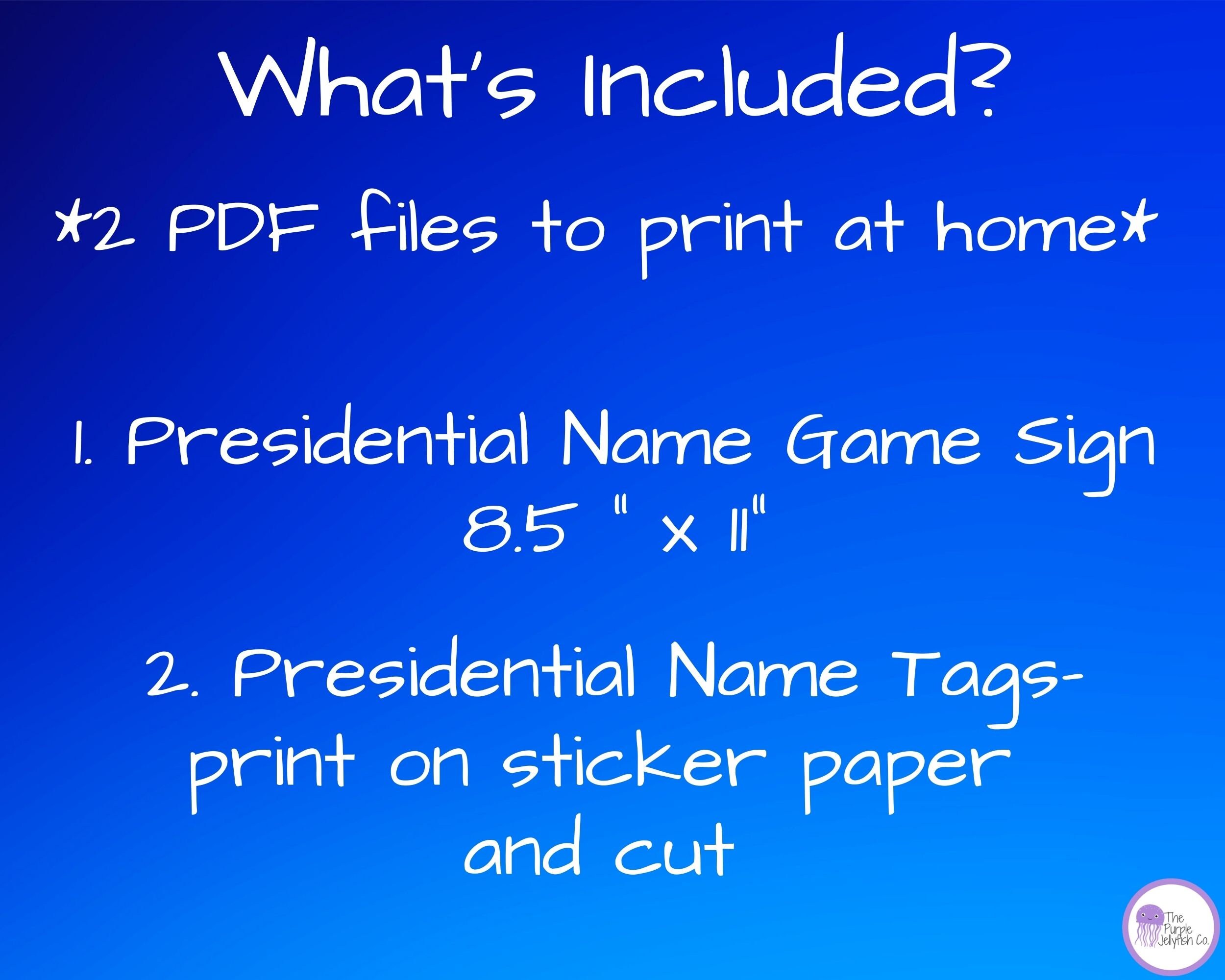 Presidents Day Activity Printable, Presidential Name Game, Election Day ...