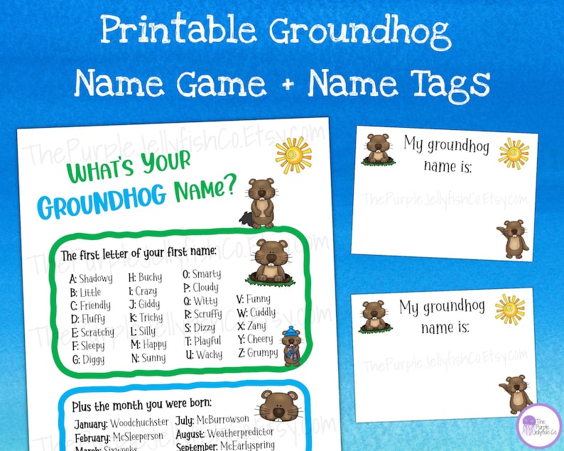 What's Your Groundhog Name Game, Printable Groundhog Day Game for Kids ...