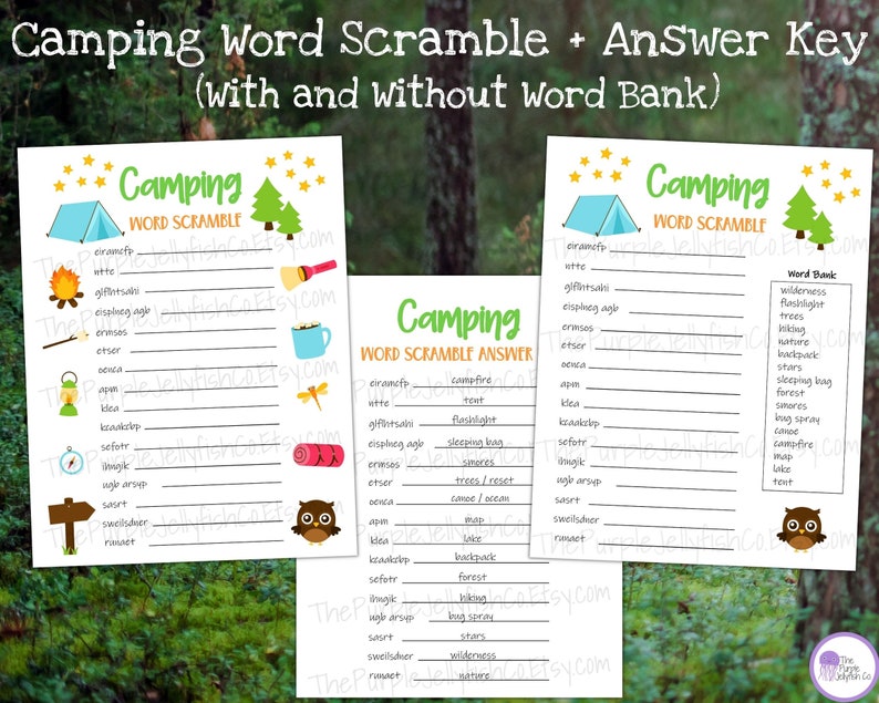 Camping Games Bundle, Fun Camping Games Printable, Camping Activities ...