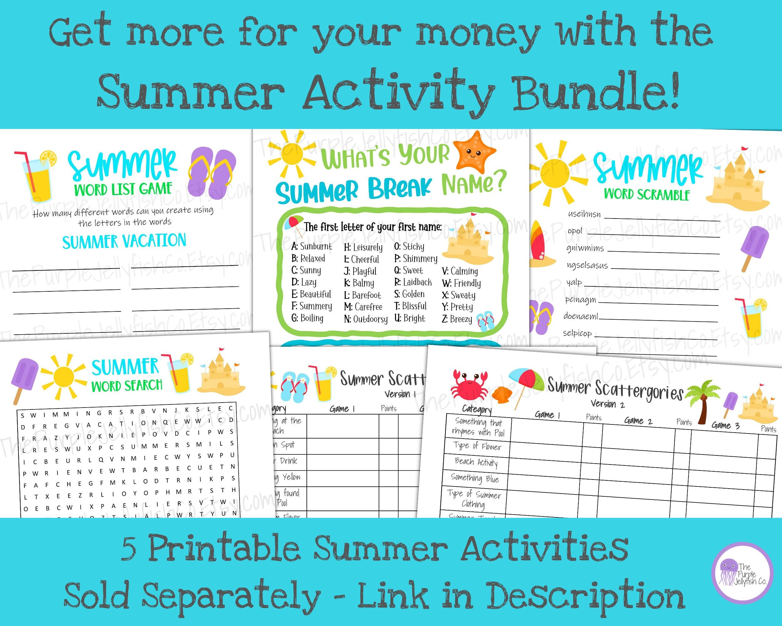 Summer Word Search Printable, Summer Activity for Kids and Adults, End ...