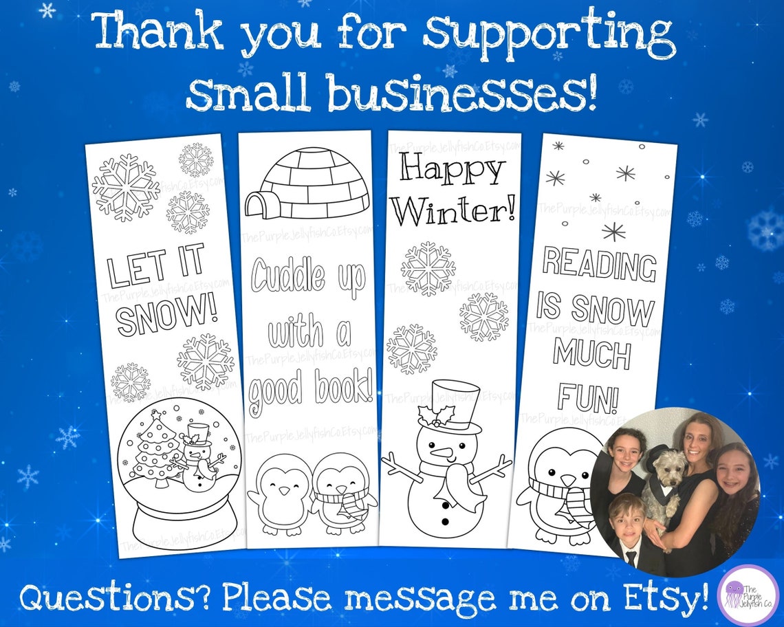 Winter Coloring Bookmark, Color Your Own Bookmarks, Christmas Activity ...