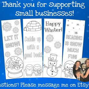 Winter Coloring Bookmark, Color Your Own Bookmarks, Christmas Activity ...