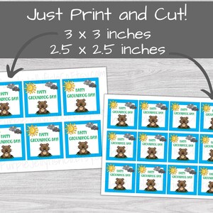 Groundhog Day Gift Tags Printable, Happy Groundhog Day Party Favor Tags ...