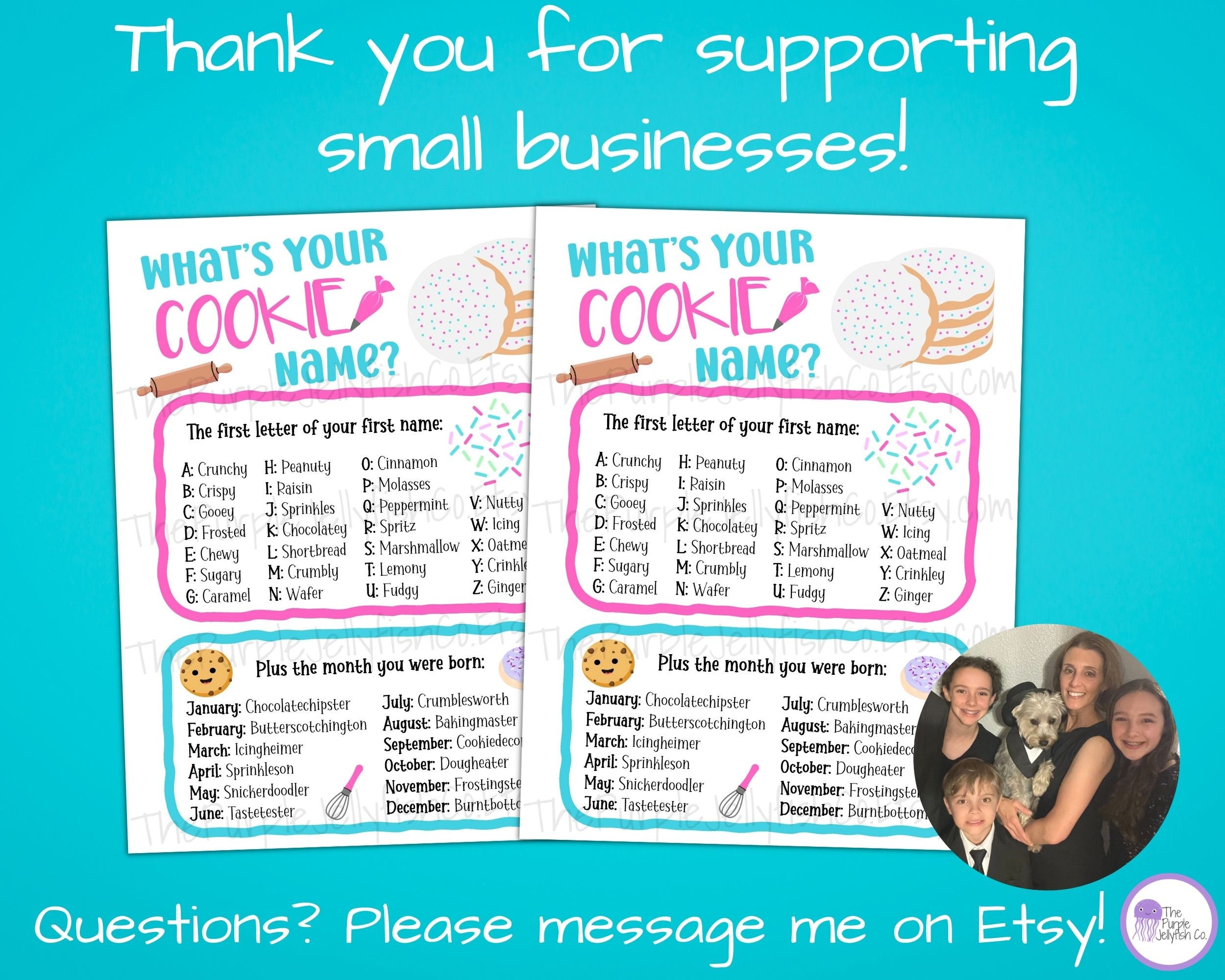 What's Your Cookie Name Game Sign and Name Tags, Cookies and Milk ...