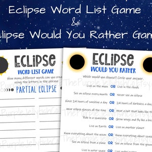 Eclipse 2024 Games Printable, April 8th 2024 Solar Eclipse Activities ...