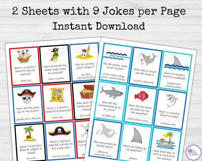 Printable Lunch Box Notes for Kids Lunch Box Jokes Pirate Theme Party ...