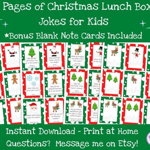 Christmas Lunch Box Jokes, Lunch Box Notes for Kids, Christmas Lunchbox ...