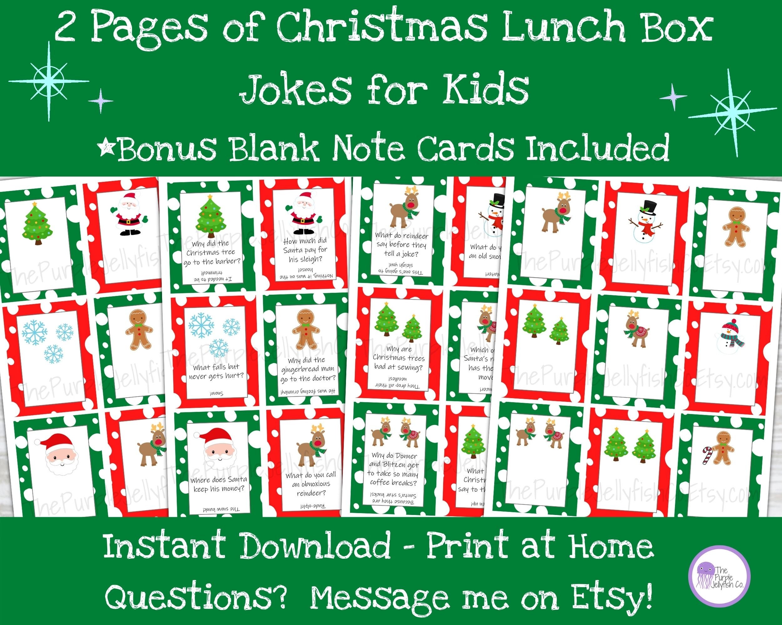 Christmas Lunch Box Jokes, Lunch Box Notes for Kids, Christmas Lunchbox ...