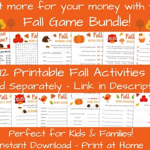 Fall Think Fast Game Printable Fall Activity for Kids & Adults, Autumn ...