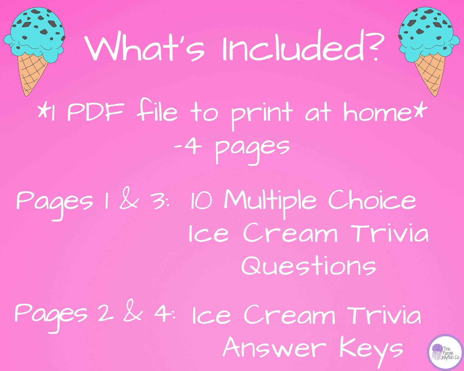 Ice Cream Trivia Game, Printable Summer Activity for Kids & Adults, Fun ...