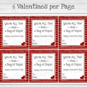 You're All That and a Bag of Chips Valentines for Kids Valentine's Day ...