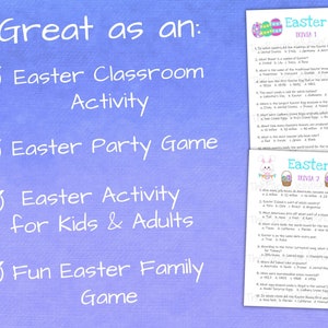 Easter Trivia Game Printable, Easter Activities for Kids & Adults ...